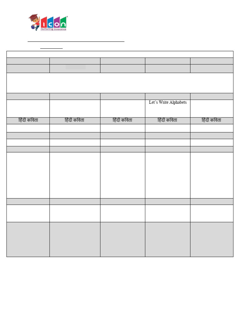 PRE NUR DAYWISE | PDF