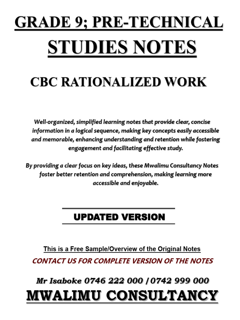 GRADE 9 PRE-TECHNICAL STUDIES NOTES SP | PDF | Wood | Computer Programming
