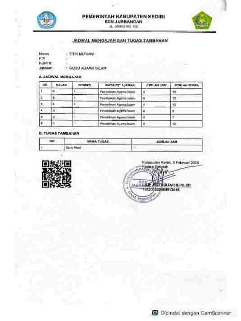 AKTIF MENGAJAR TITIK MUTIANI SEMSTER 2 2024-2025 (1) (1) (1) - 11zon | PDF