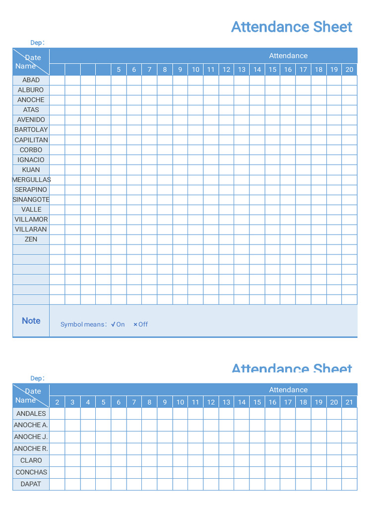 Simple Business Attendance Sheet | PDF