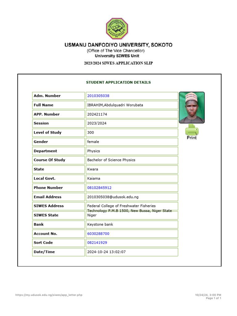 SIWES APPLICATION | PDF