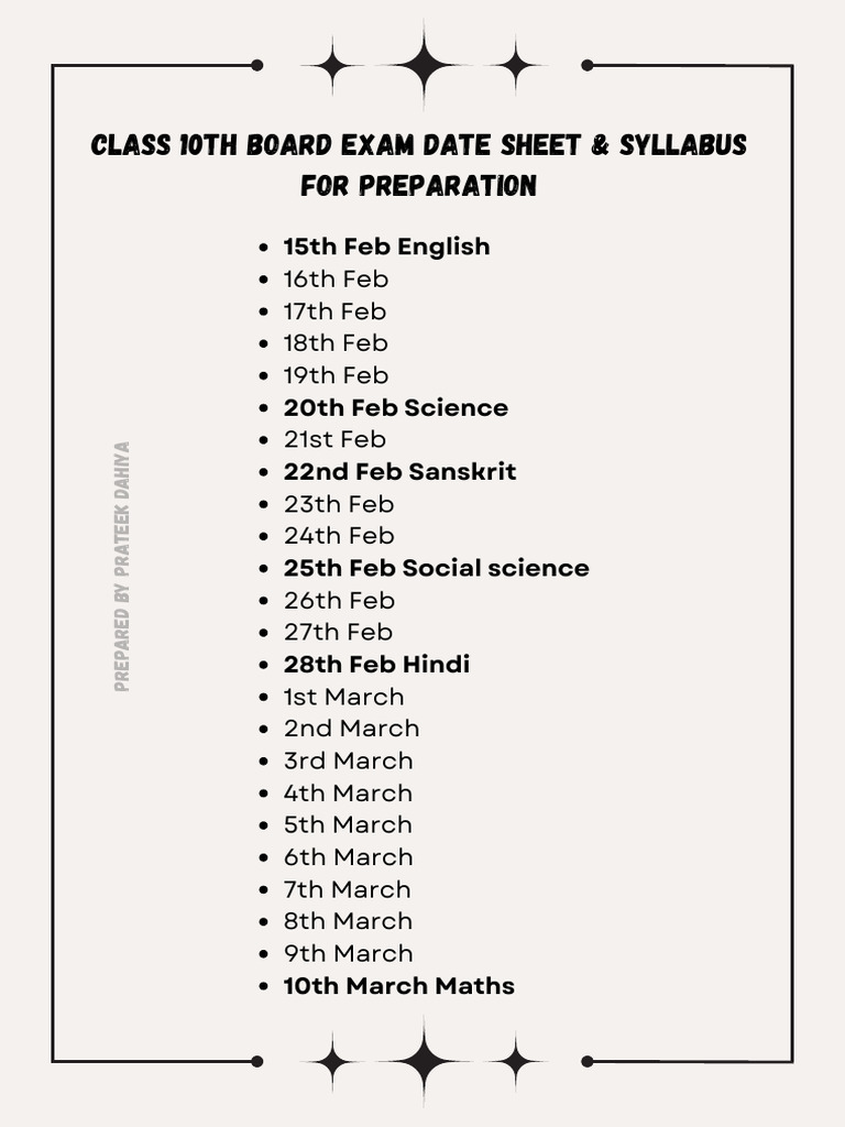 Class 10th Board Exam Date Sheet & Syllabus - 20250117 - 095334 - 0000 ...