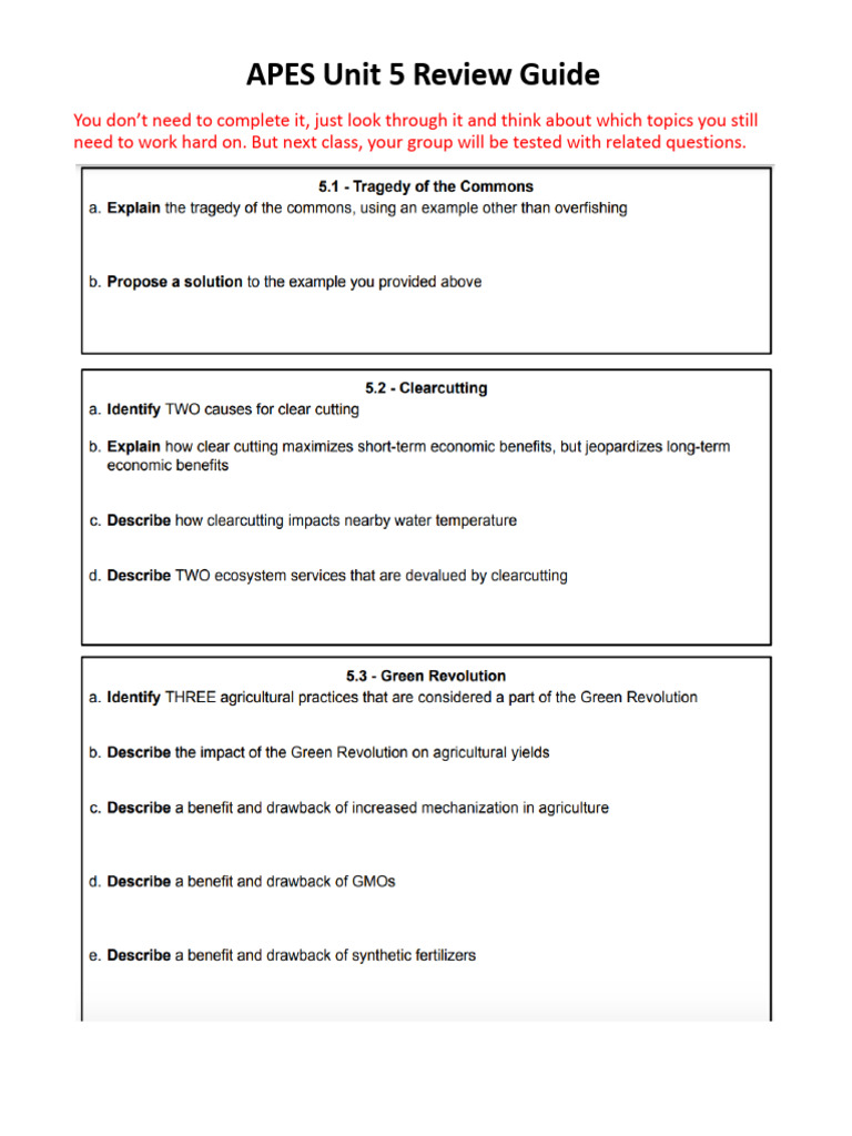 APES Review Guide-Unit 5 | PDF