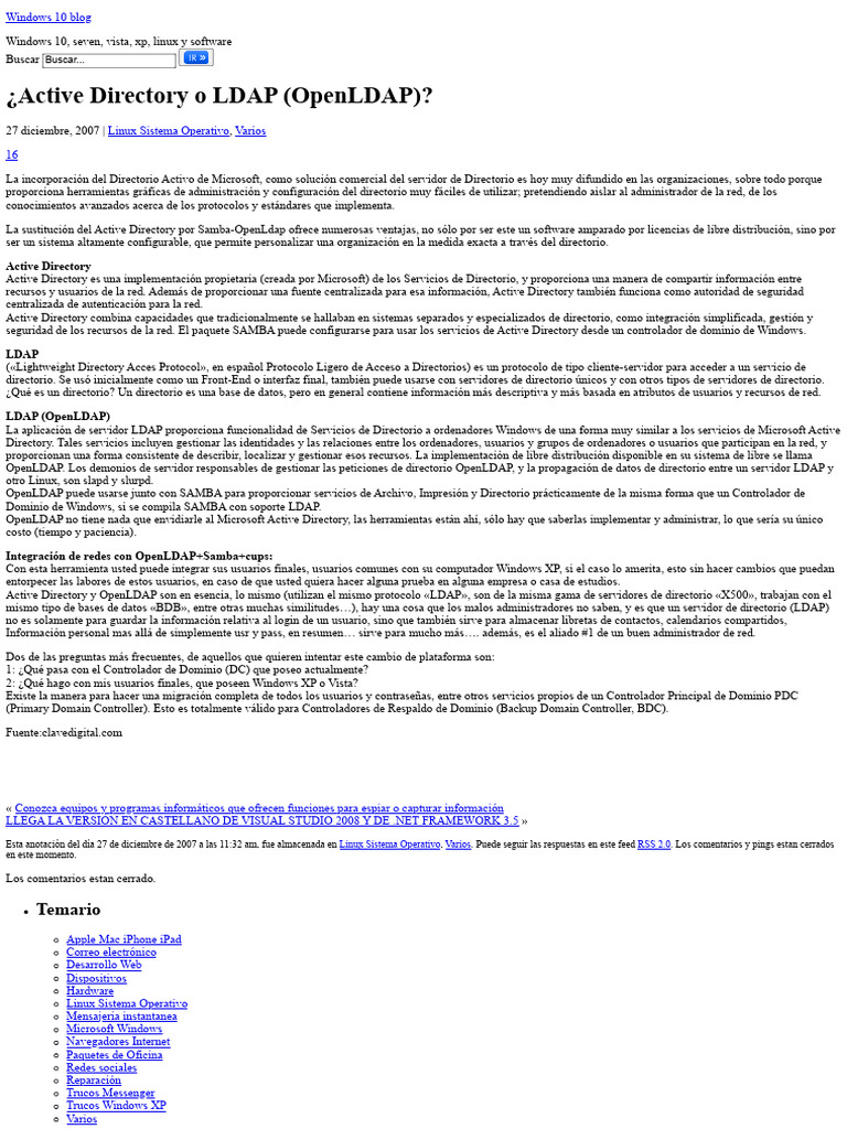 ¿Active Directory o LDAP (OpenLDAP)_ _ Windows 10 blog | PDF ...