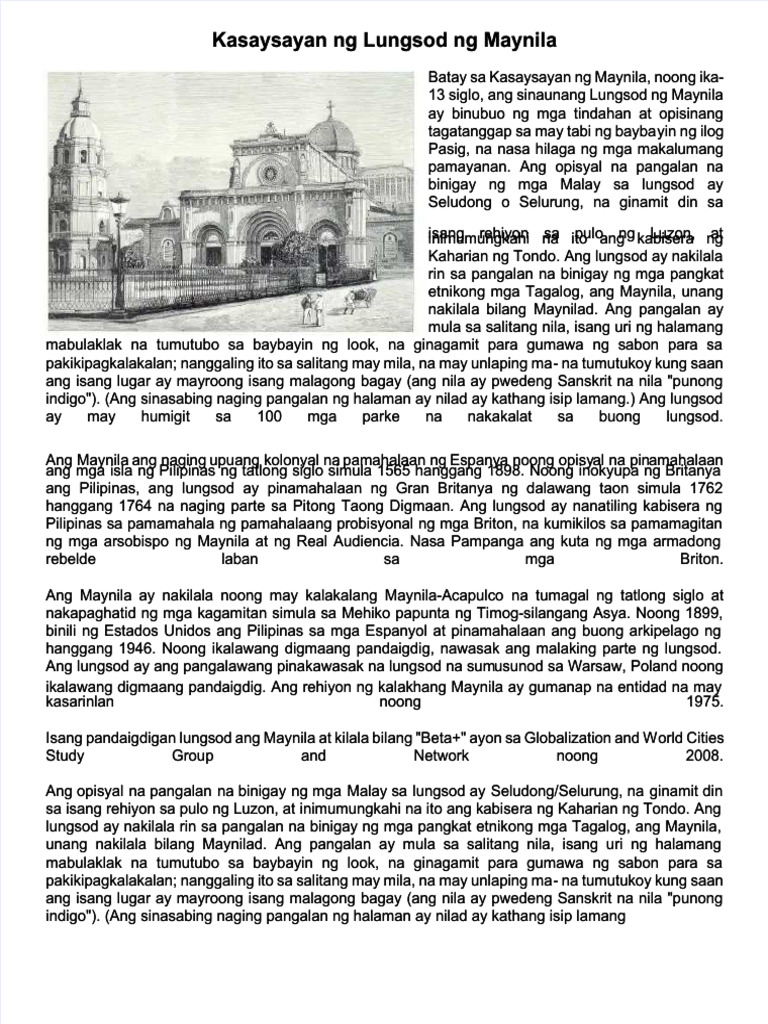 PDF Kasaysayan NG Lungsod NG Maynila - Compress | PDF