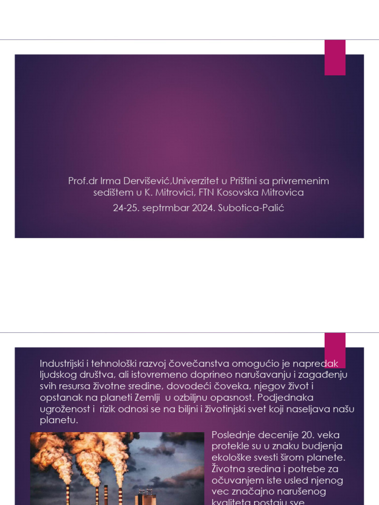 PREZENTACIJA-TRETMAN IND.OTPADNIH VODA Prof Irma Dervisevic - Copy | PDF