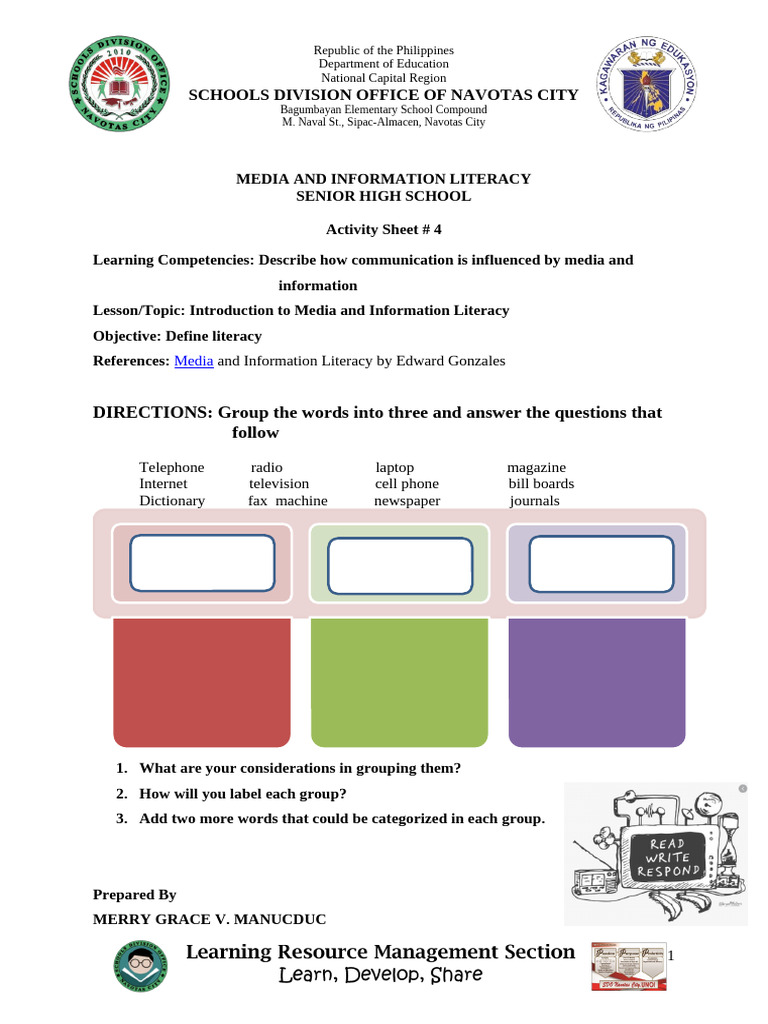 Activty-Sheet-template-4-MIL Information, Technology and Media Literacy ...