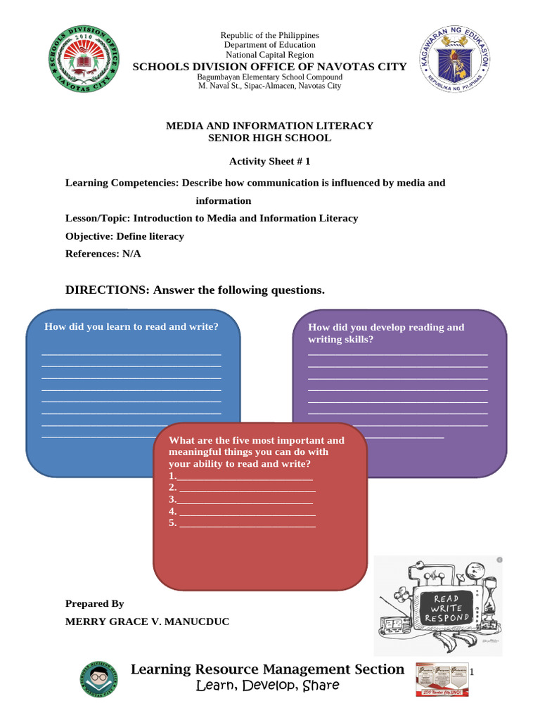 Activty-Sheet-template-1-MIL LITERACY SELF-ASSESSMENT | PDF