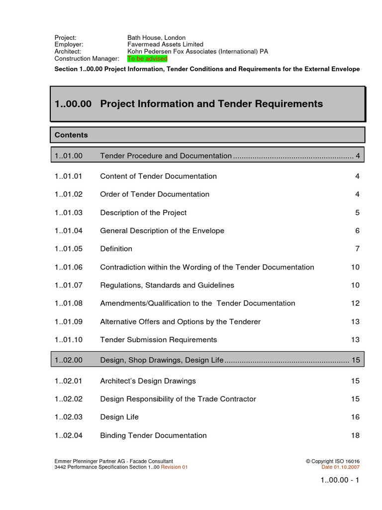 070917-3442-Section 1 Rev 01-Print | PDF | Specification (Technical Standard) | Architect