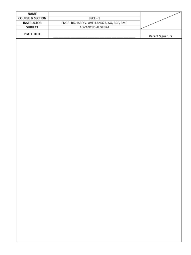 Algebra TemPLATE | PDF