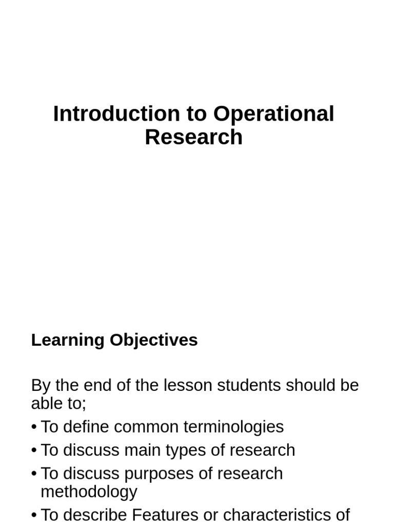 Introduction to Operational Research | PDF | Methodology | Knowledge