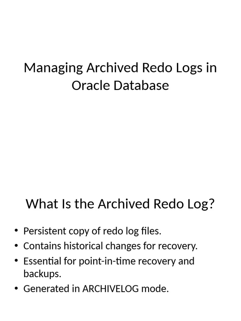 Archived_Redo_Logs_Oracle | PDF | Backup | Databases