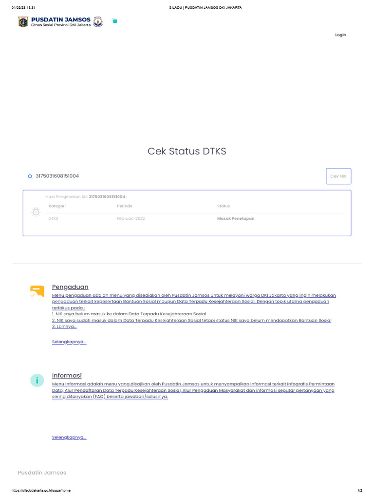 Siladu - Pusdatin Jamsos Dki Jakarta | PDF