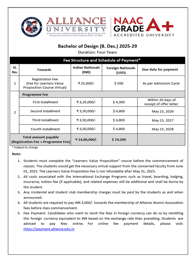 bdes-fee2025 | PDF | Fee | Payments