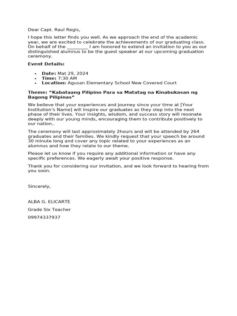 Letter For Guest Speaker | PDF