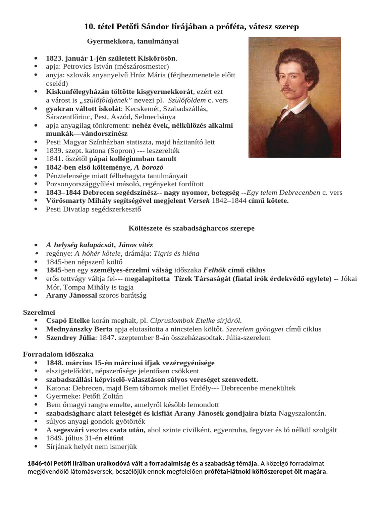 Tétel Petőfi | PDF