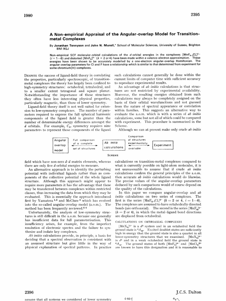 Jonathan Tennyson and John N. Murell - A Non-Empirical Appraisal of The Angular-Overlap Model ...