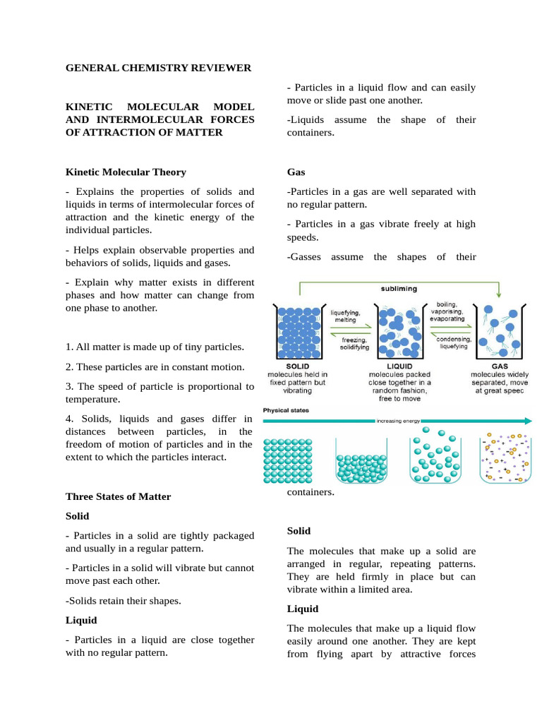 GENERAL CHEMISTRY REVIEWER | PDF | Intermolecular Force | Stoichiometry