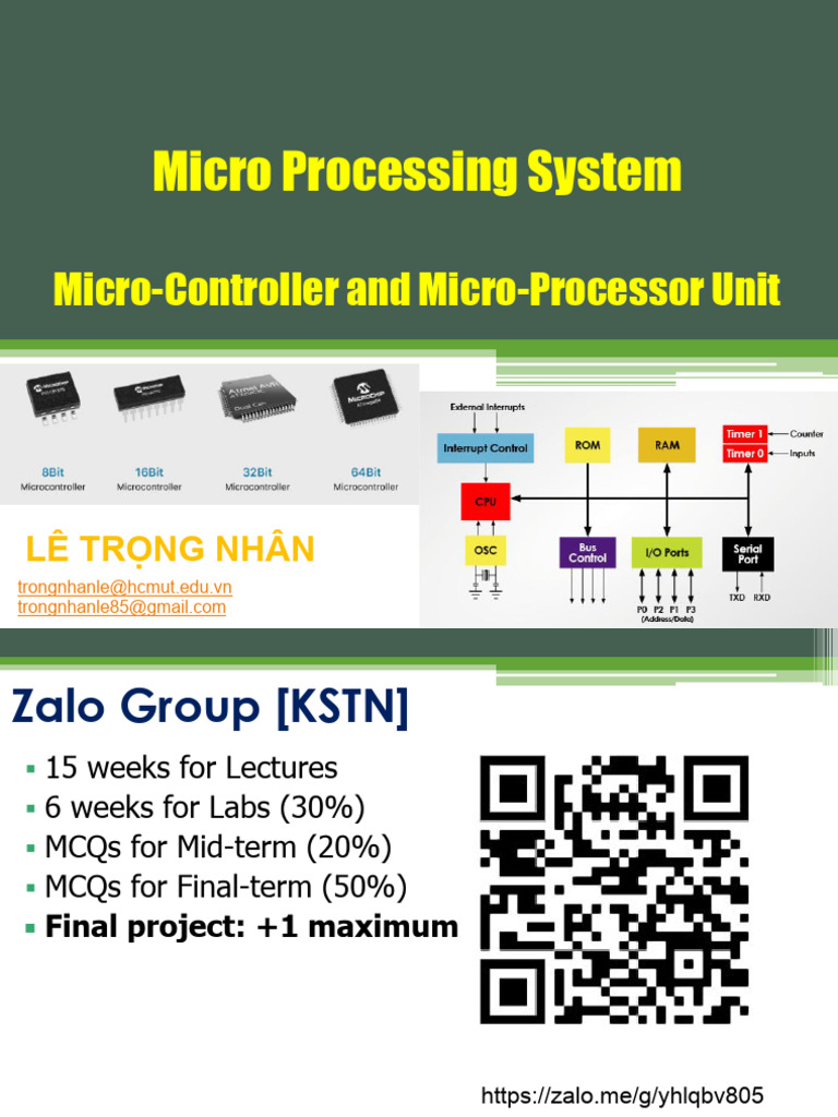 (MCU) Lecture1 - Introduction | PDF | Microcontroller | Central Processing Unit