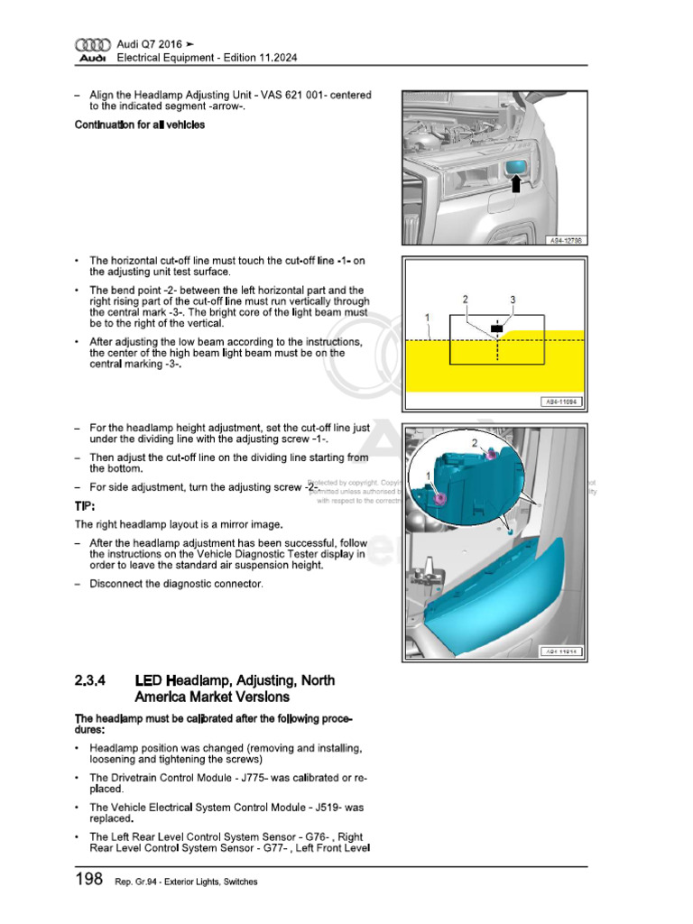 25 Q7 Headlamp Calibration | PDF