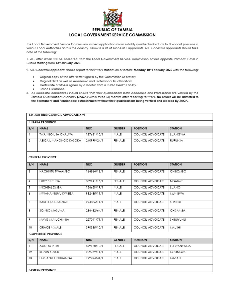 Local Government Job Offers 2025 | PDF
