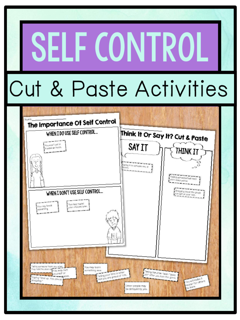 Self Control: Cut & Paste Activities | PDF | Self Control | Self-Management