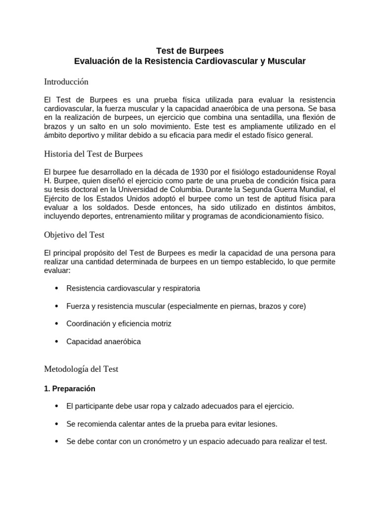Test de Burpees | PDF | Aptitud física