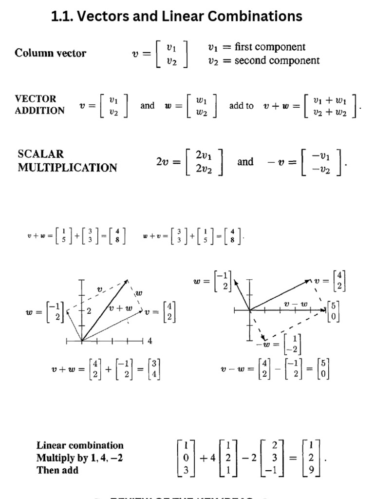 Vectors And Linear Combinations Pdf
