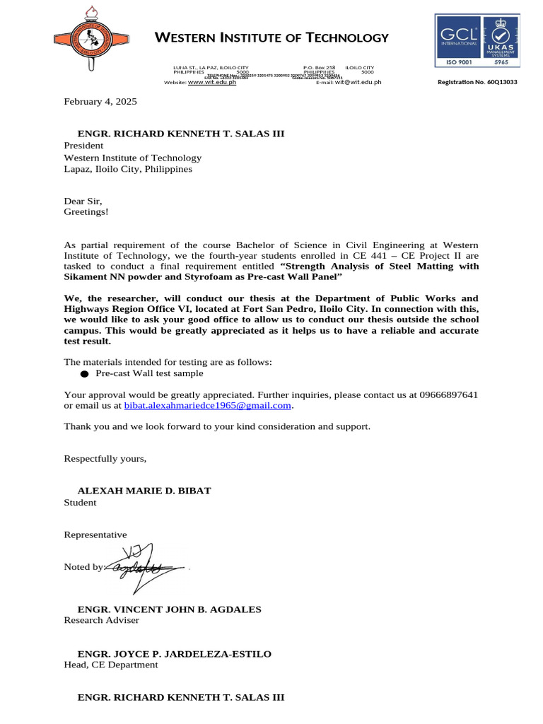 DPWH intent letter | PDF