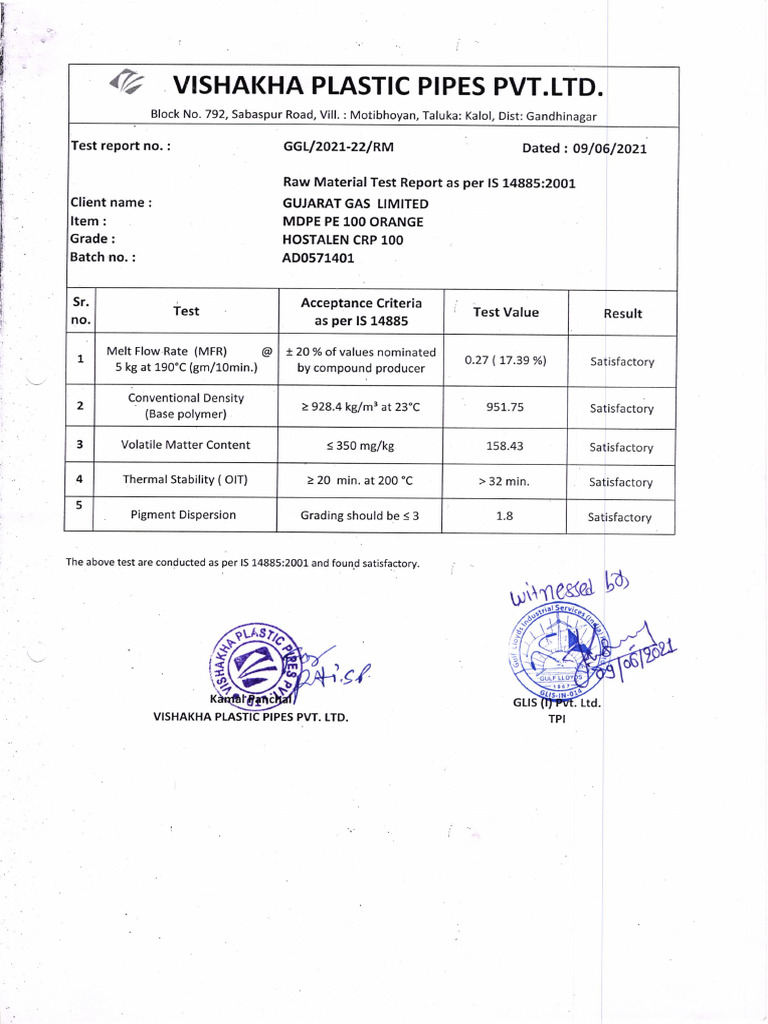 GGL RM Test Report B.no-Ad0571401 Po-4900006494 23.02.21 | PDF ...