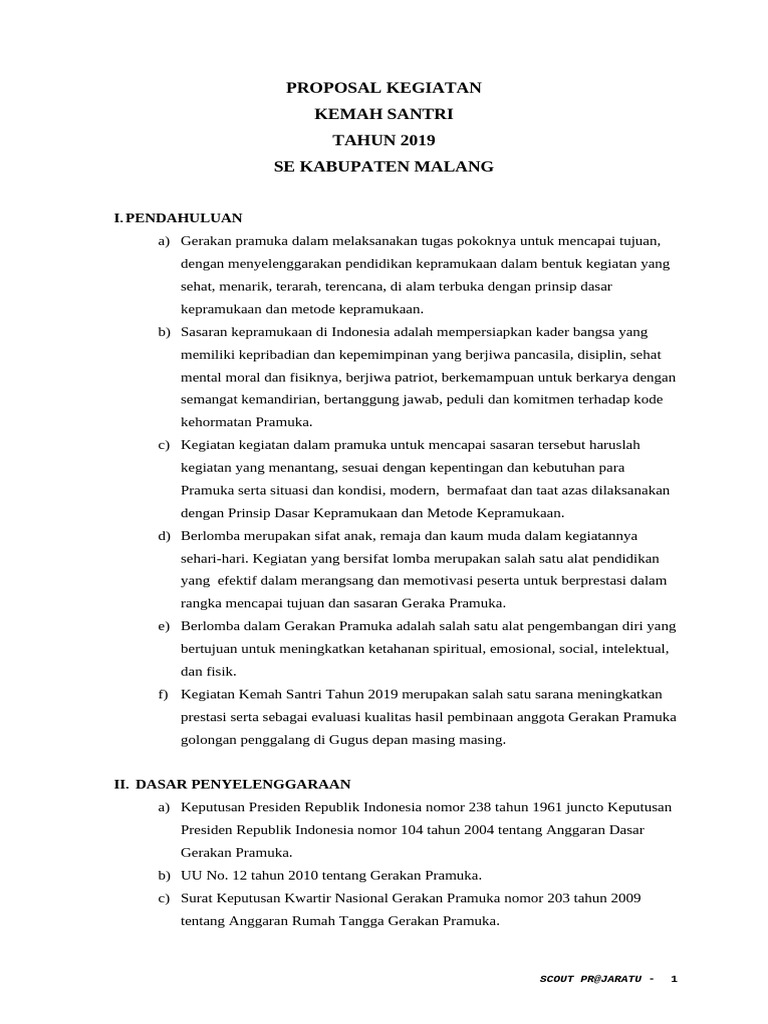 Proposal Kegiatan Kemah Santri 2019 | PDF