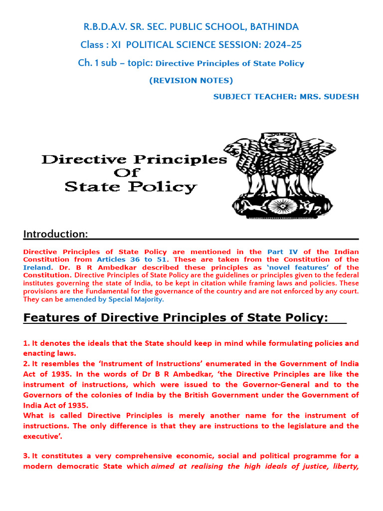 Directive Principles of States Policy.docx | PDF