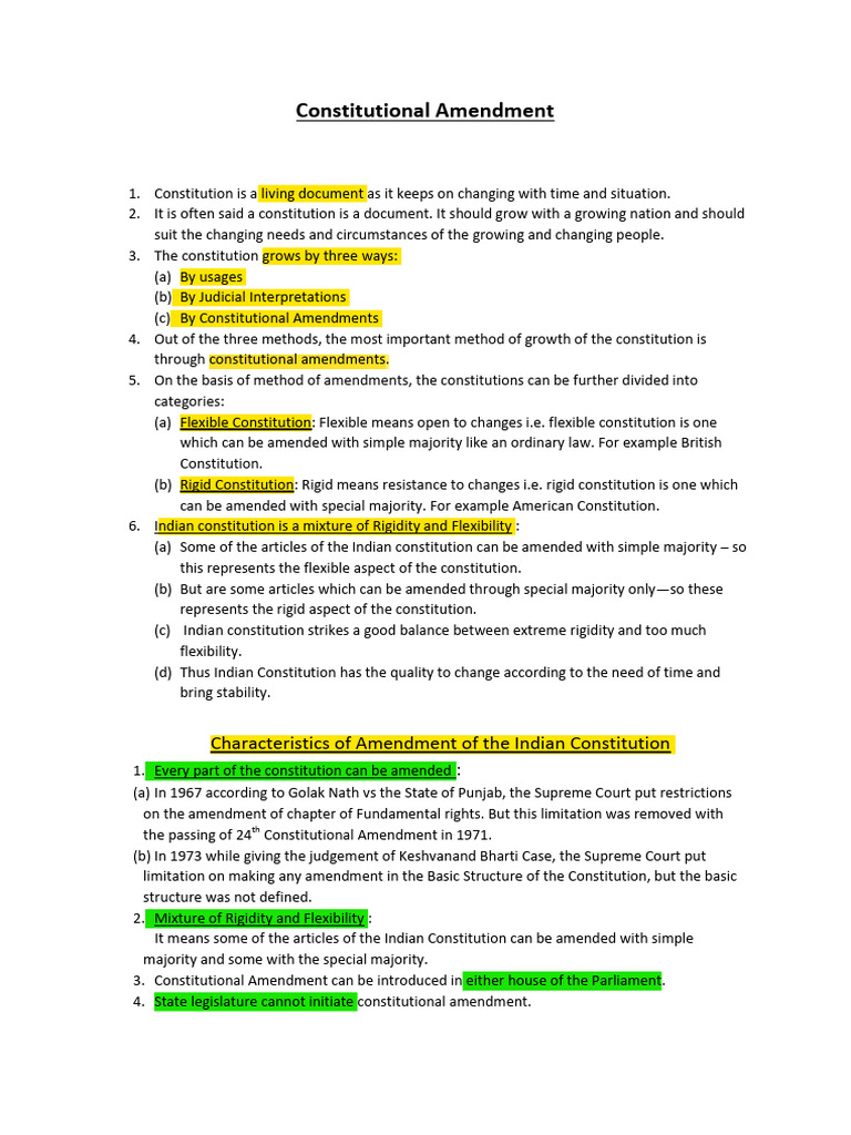 Understanding Indian Constitutional Amendments | PDF | Constitutional ...