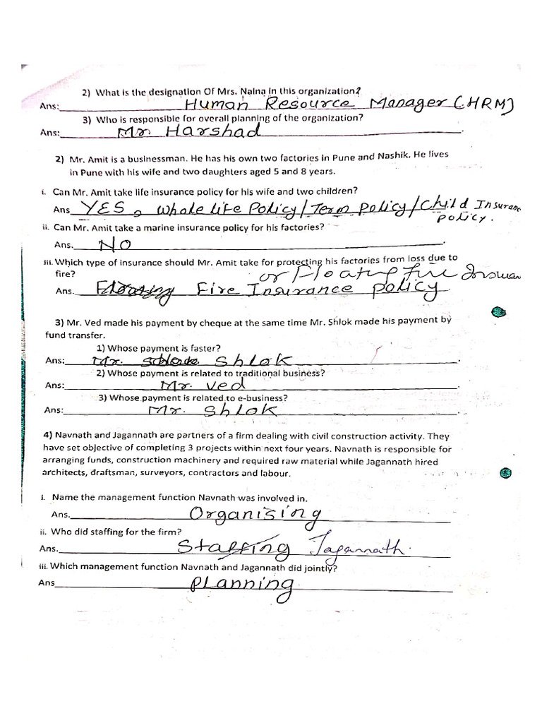 Last Year Ocm Que Paper | PDF