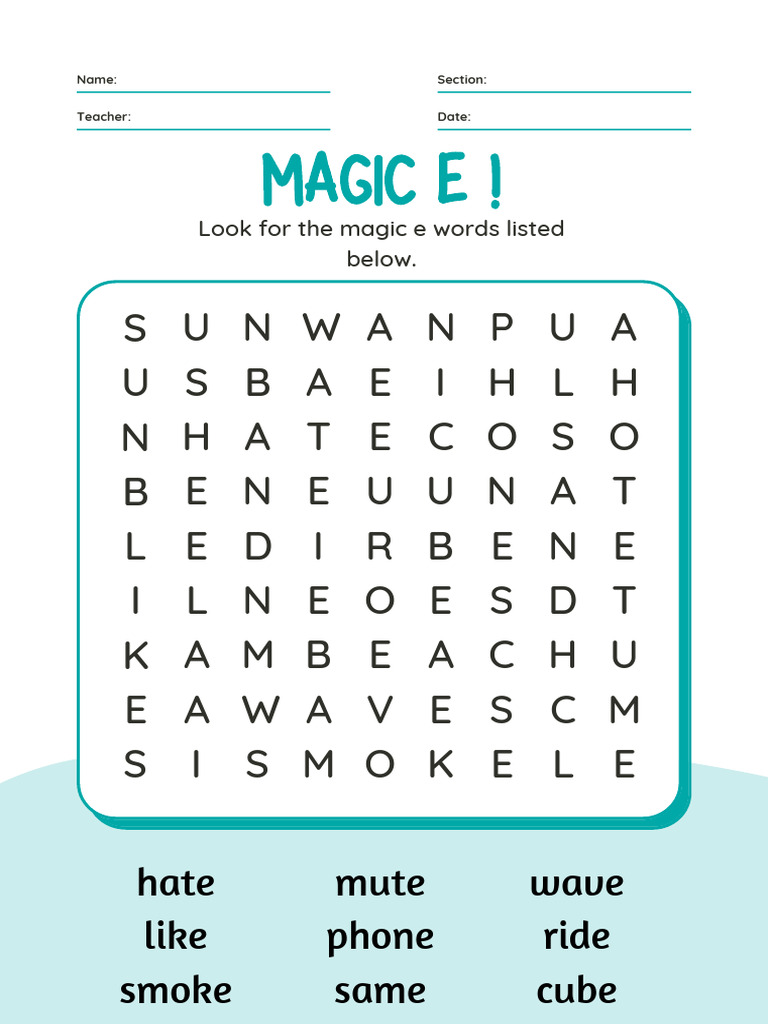 Magic E Words List for Students | PDF
