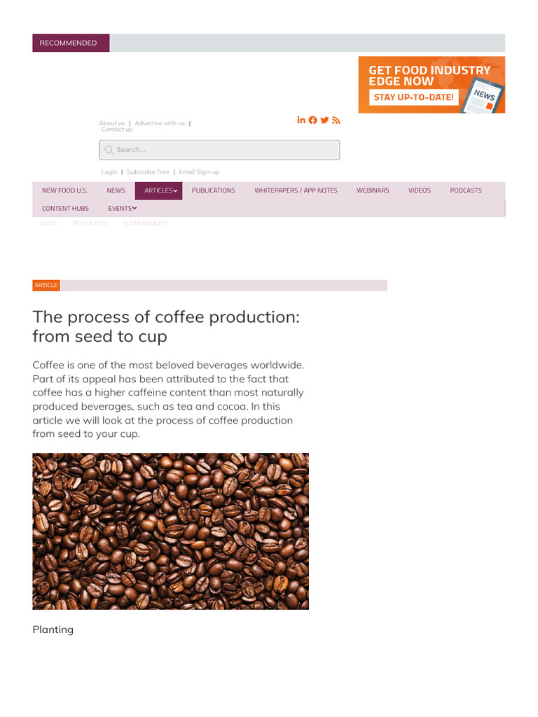 The Process of Coffee Production - From Seed To Cup - New Food Magazine ...