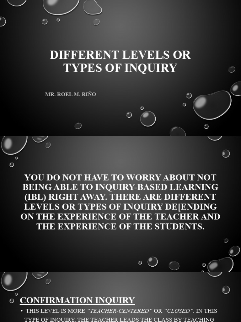 Levels and Types of Inquiry in IBL | PDF | Science | Teachers