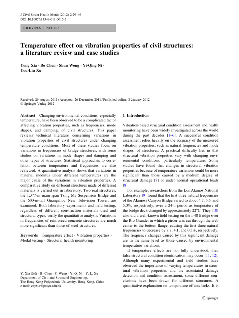 Temperature Effect on Vibration Properties of Civil Structures | PDF ...