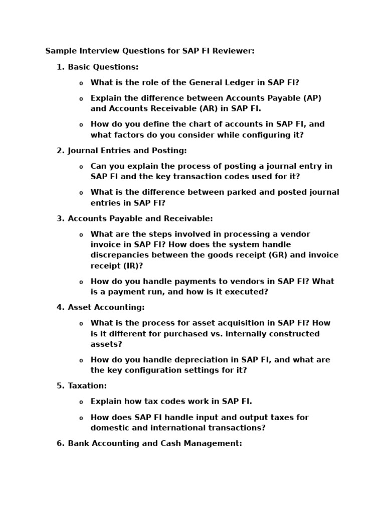 SAP FI Interview Questions Guide | PDF | Accounts Payable | Receipt
