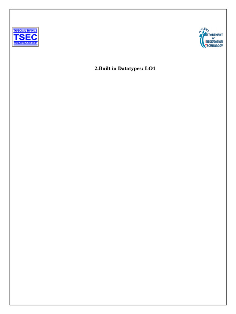 Built in Datatypes | PDF