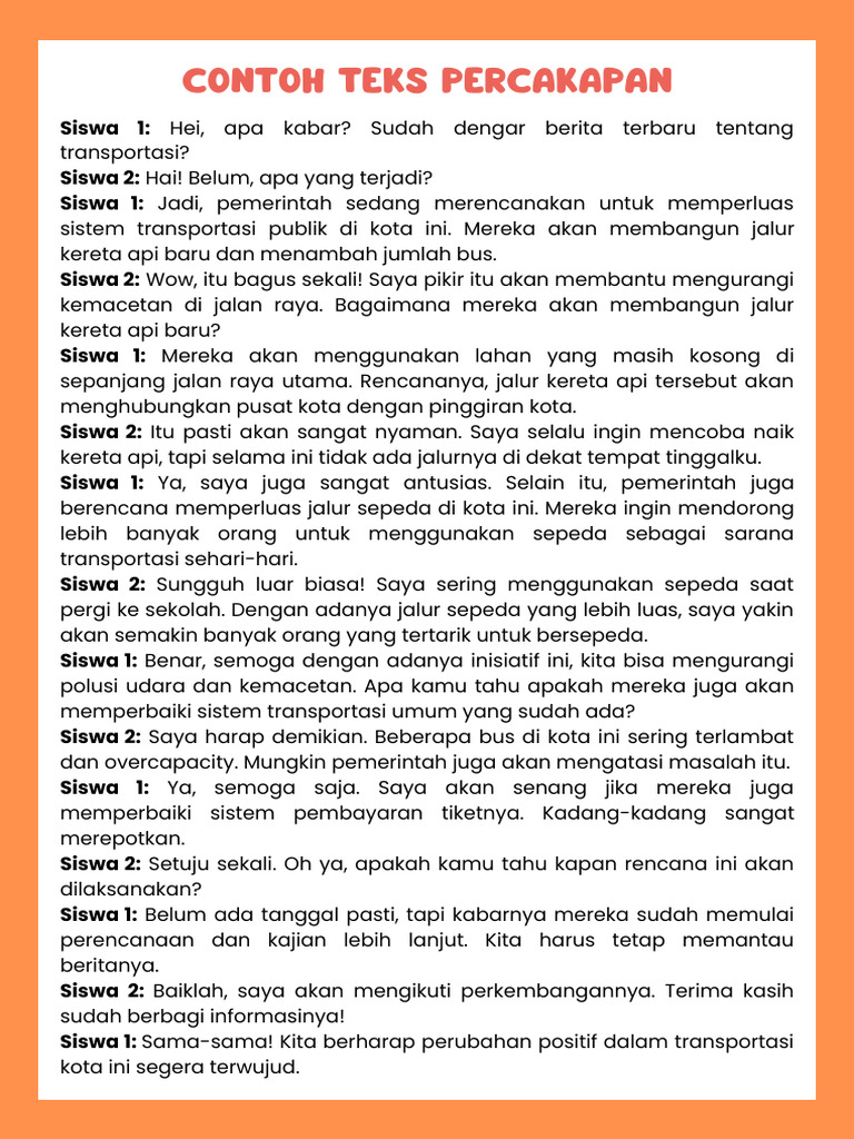 Contoh Teks Percakapan | PDF