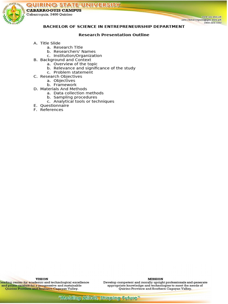 Research Presentation OUTLINE | PDF