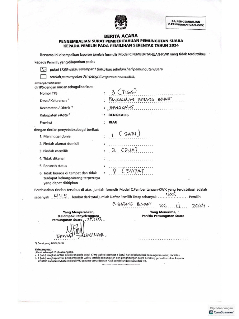 BA Pengembalian C-Pemberitahuan TPS 003 | PDF