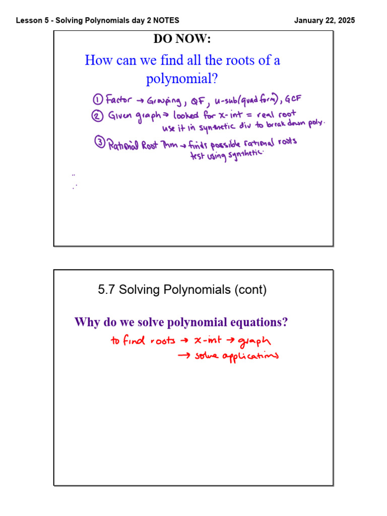Lesson_5_-_Solving_Polynomials_day_2_NOTES | PDF