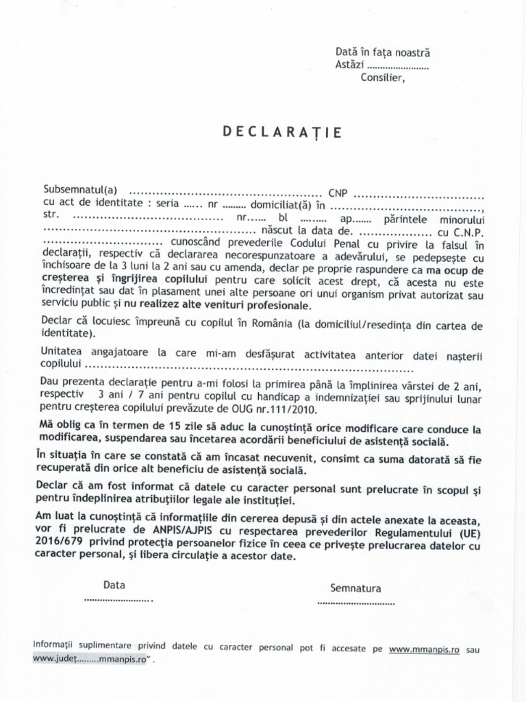 cerere-declaratie-pe-propria-raspundere-mama | PDF
