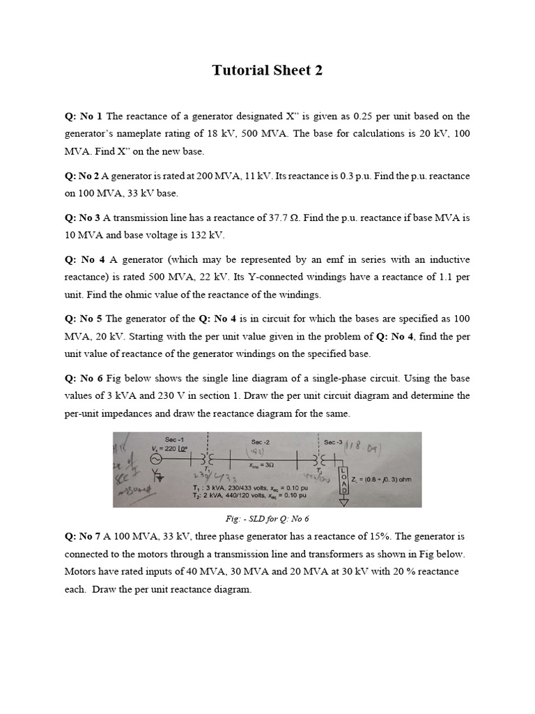 Tutorial Sheet 2 For Electrical Engineering | PDF | Transformer | Quantity