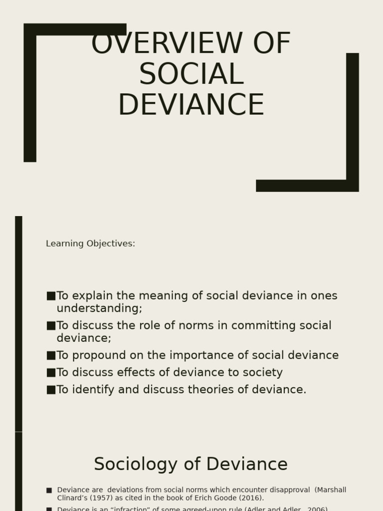 Overview of Social Deviance | PDF | Deviance (Sociology) | Social ...