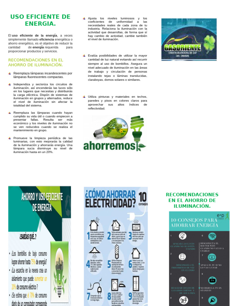 Folleto Ahorro de Energia | PDF | Encendiendo | Uso eficiente de energía