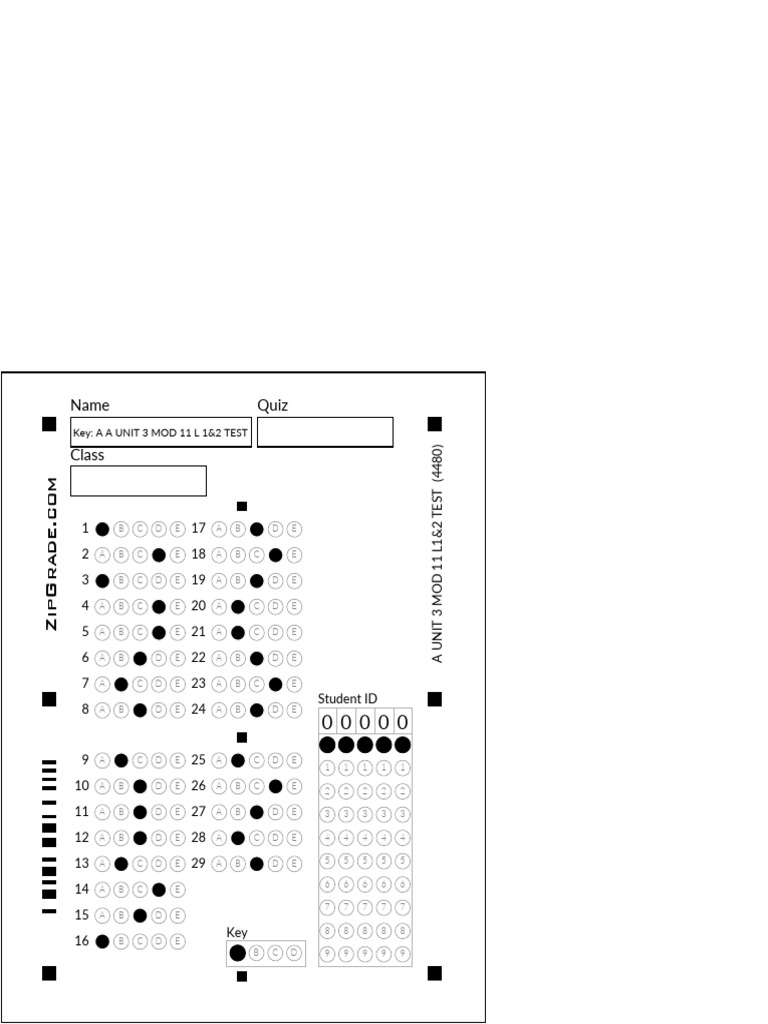 Unit 3 Mod 11 L1&2 Test Key | PDF