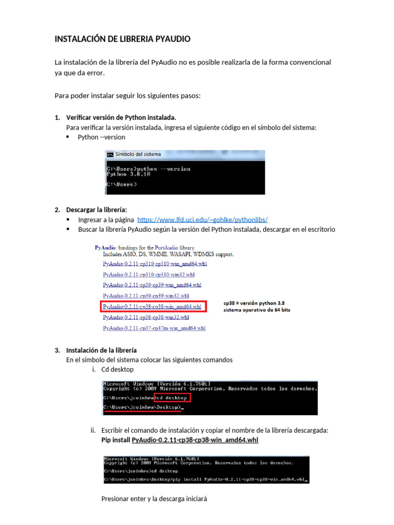 Instalación de Pyaudio_Audio | PDF